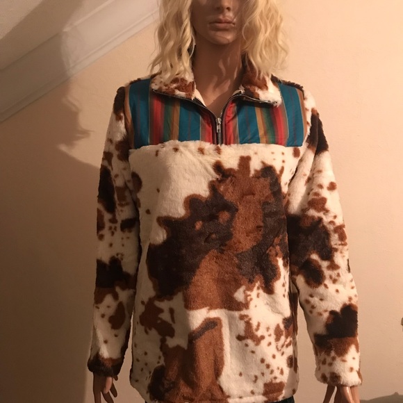 Sweaters | Cow Print Jacket With Colorful Top Piece | Poshmark
